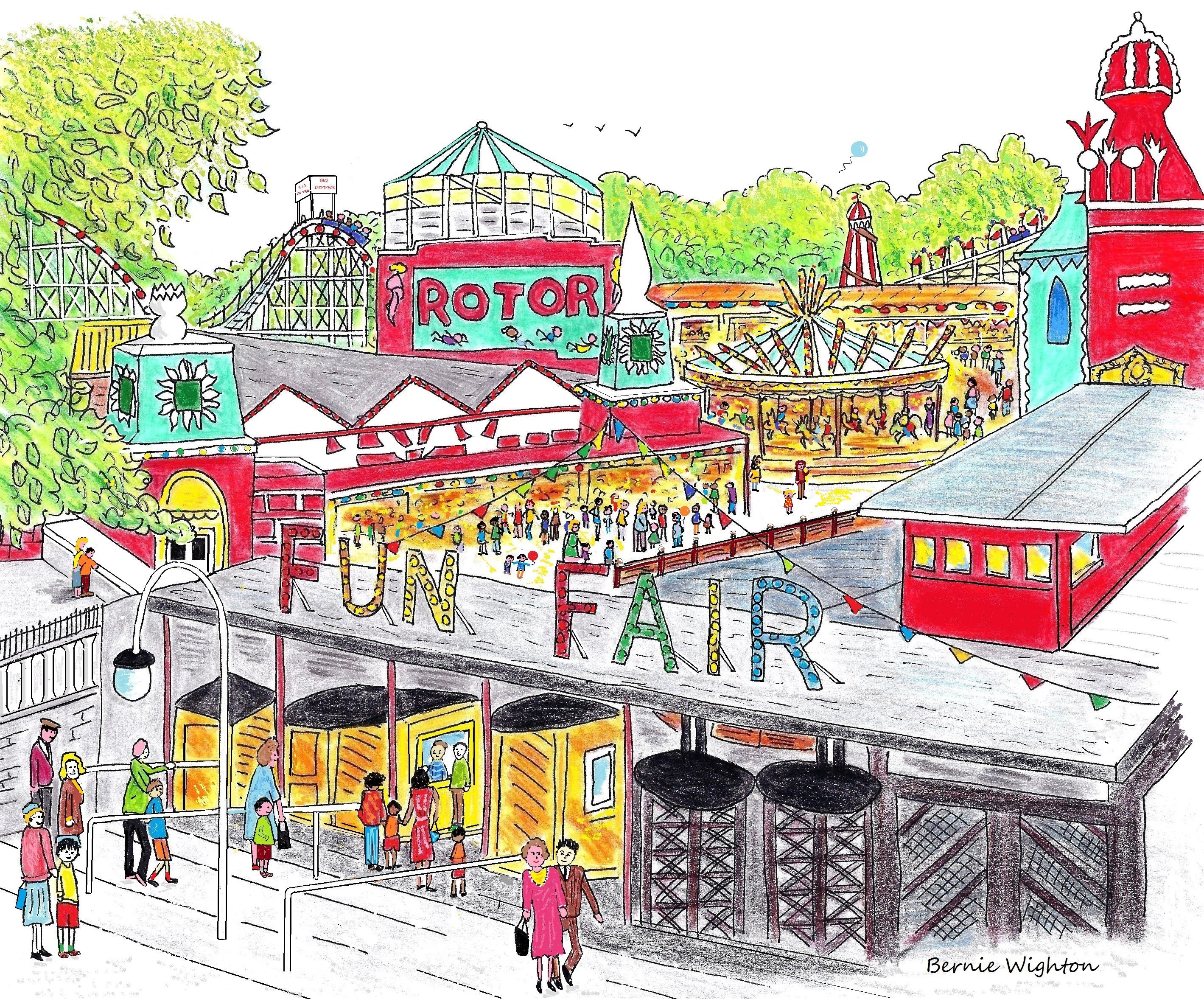 Battersea Fun Fair Print 5"x 7" Print in Cardboard Mount 8" X 10" by ...