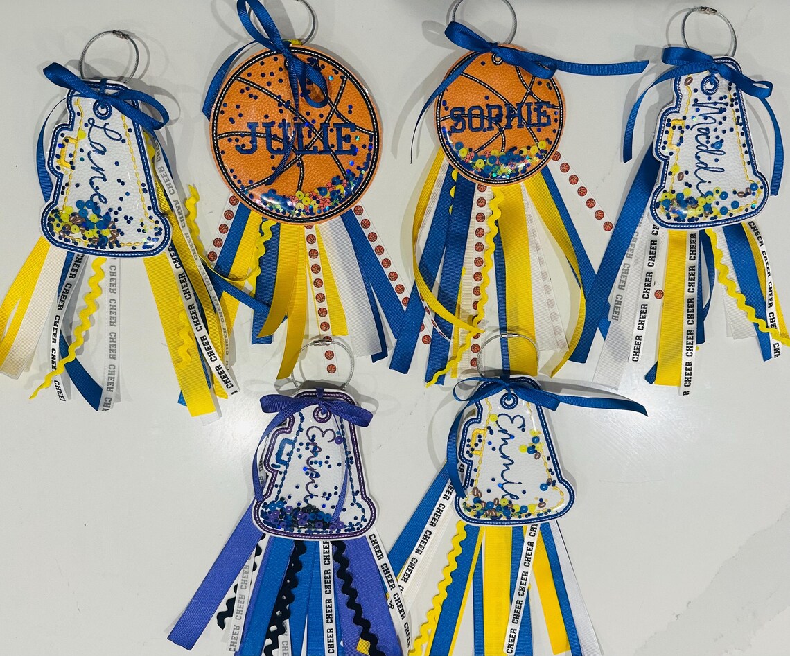 Personalized Embroidered Glitter Sport Bag Tag: Cheer, Volleyball ...