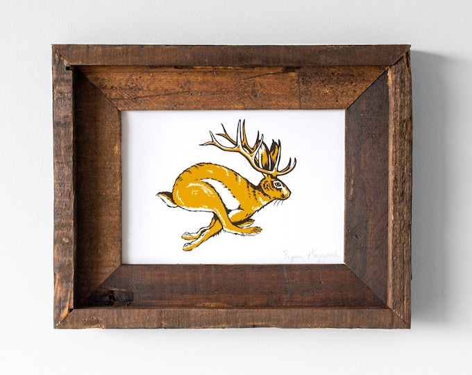 Jackalope 7x5 Print, Cryptid Print, Mythical Creature, Rabbit Print ...