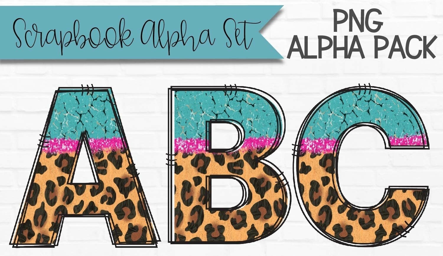 Leopard Glitter Teal Print Alphabet Set Sublimation PNG Files - Etsy