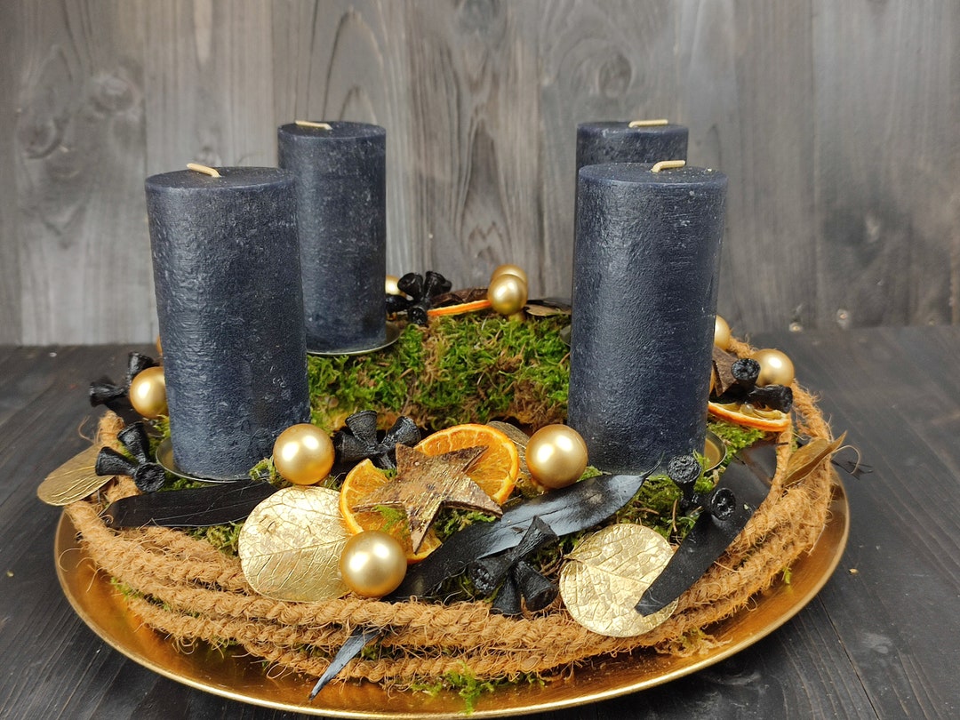 Advent Wreath Black Gold Durable - Etsy