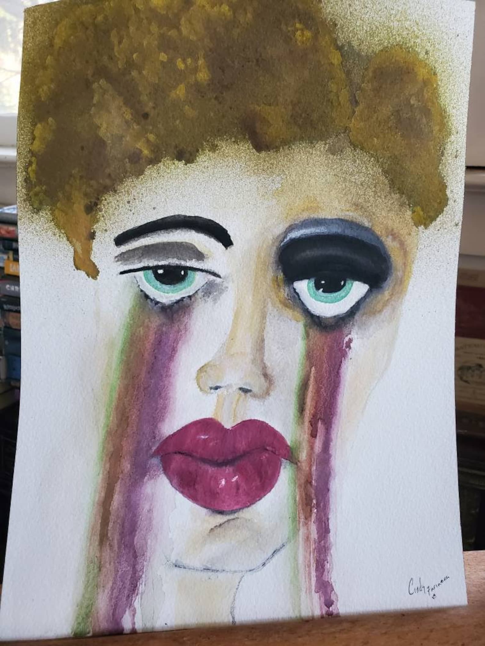 Portrait, Eyes, Woman, Face,painting, Tears, Lips - Etsy UK