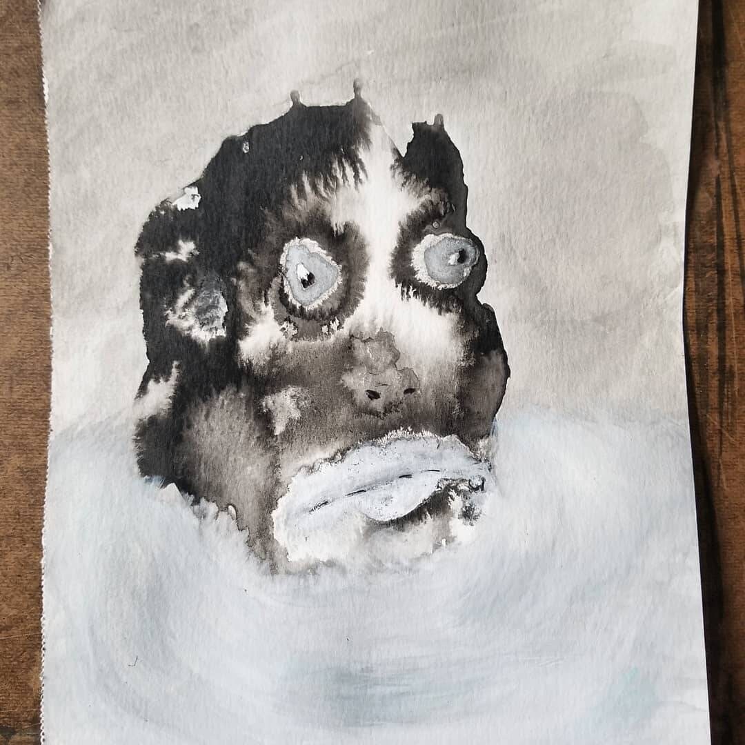 Drowning,portrait, Face, Painting, Watercolor, Ink, Original - Etsy