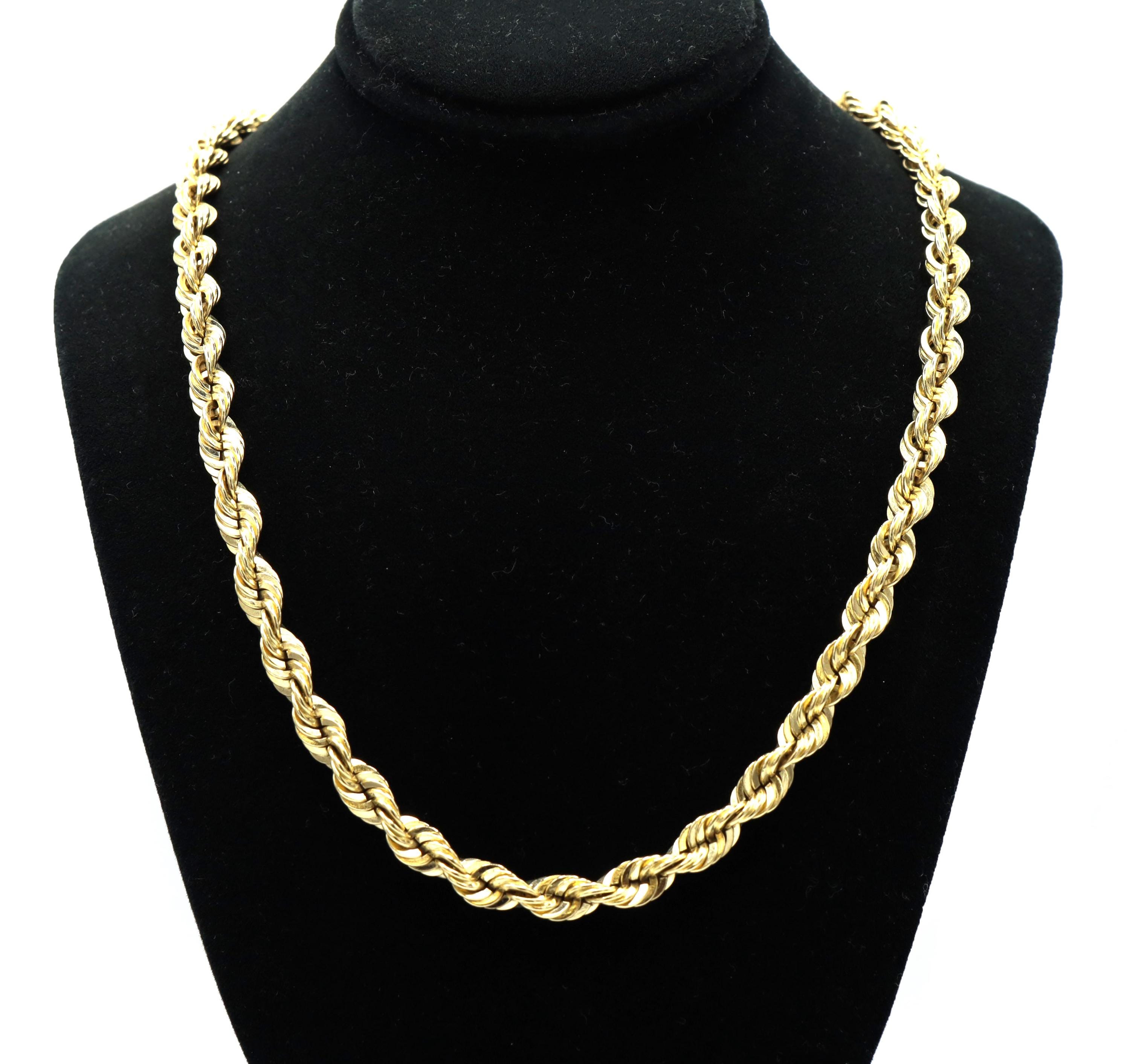 Heavy Solid Rope Link 14K Yellow Gold Chain Men’s Unisex Necklace 20 ...