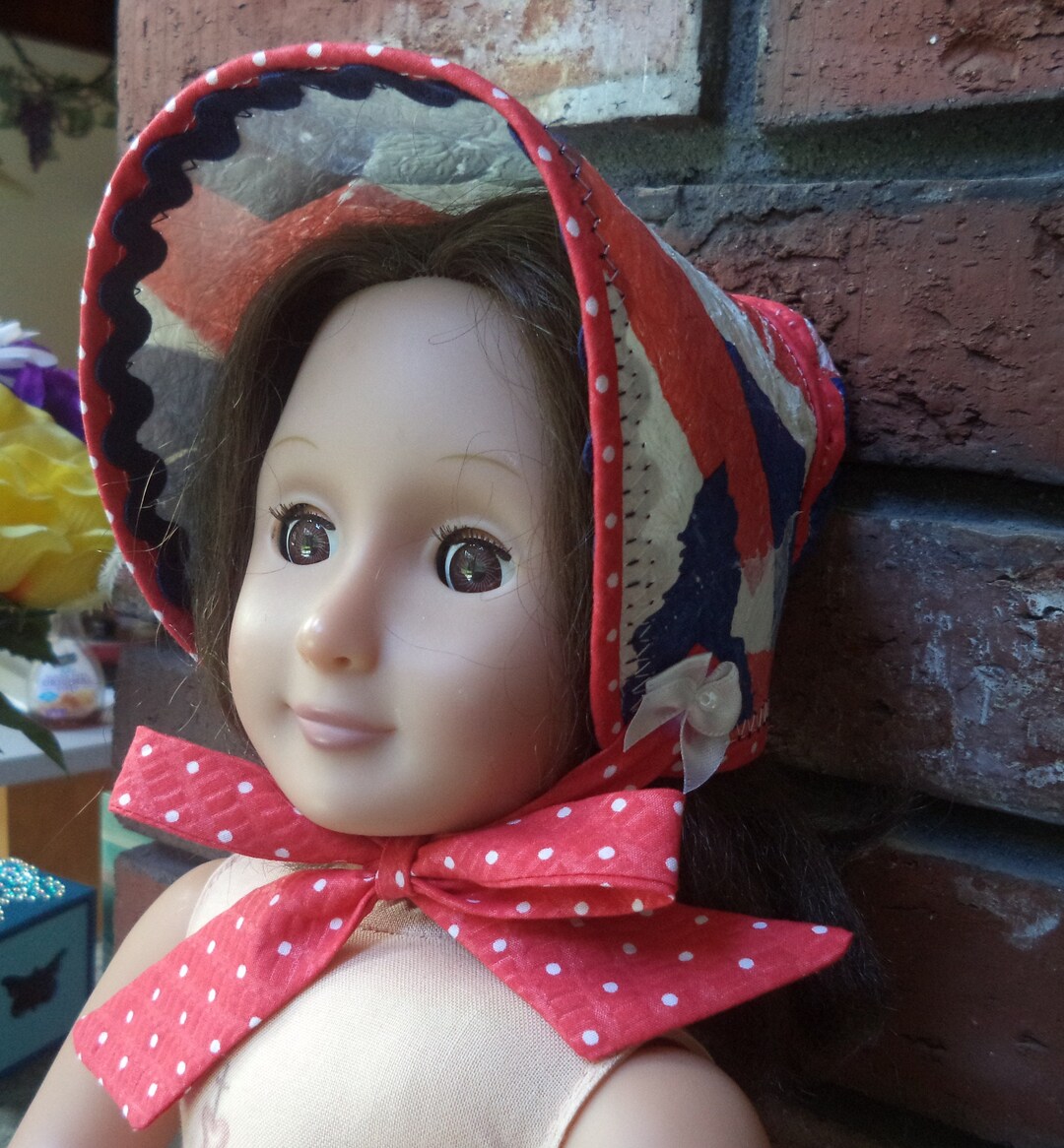 Plastic Bag Doll Hat, Red, White and Blue Doll Hat, 18" Doll Hat - Etsy