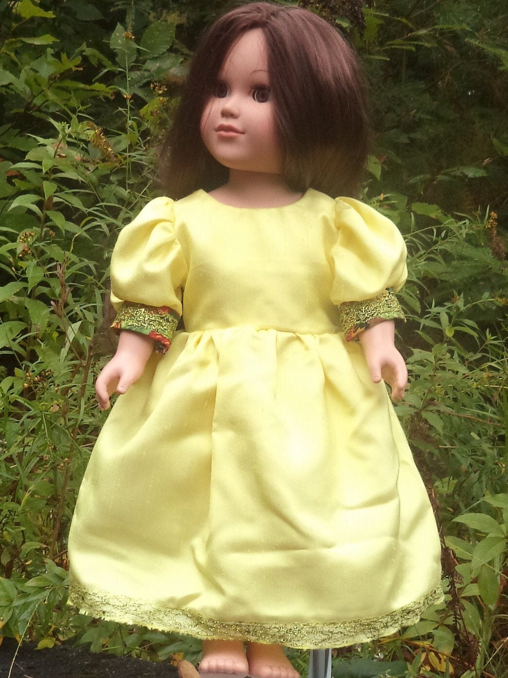 Fall Back to School, Doll Dress and Pinafore, 18" Yellow Dress, Fall ...