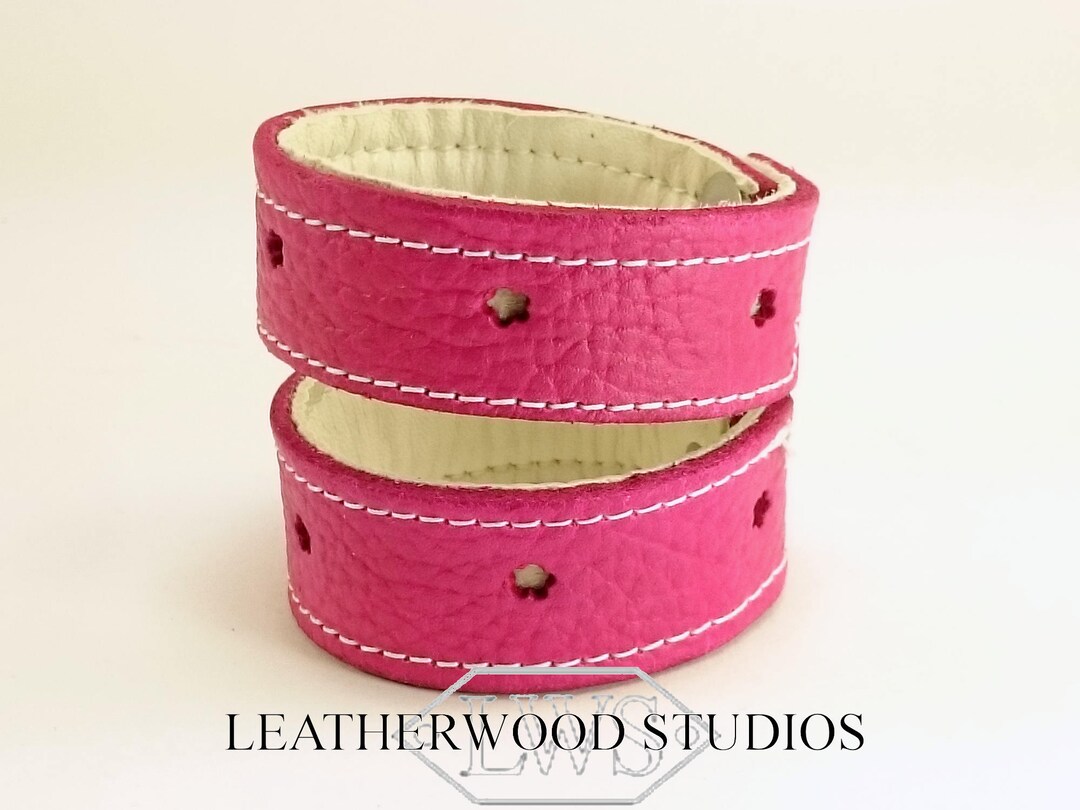 Pink and White Bondage Leather Cuffs BDSM Bracelet Submissive Cuff ...