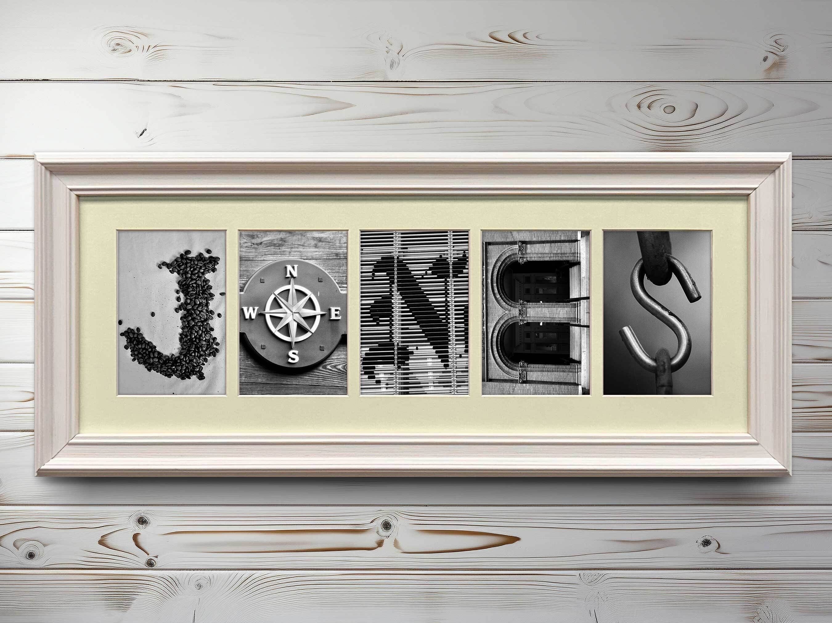 Custom Brushed White Frame Letter Art - Etsy