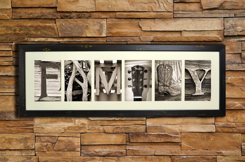 Rustic Letter Art, Letter Art Spelling Out "family", Natural Letter Art ...