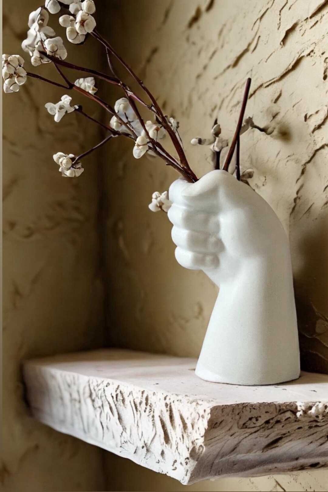 Tall Concrete Hand Flower Vase - Etsy