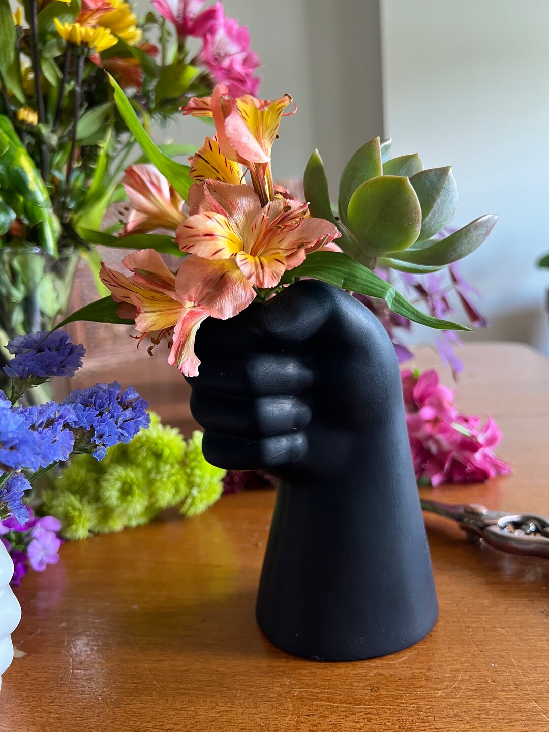 Tall Concrete Hand Flower Vase - Etsy