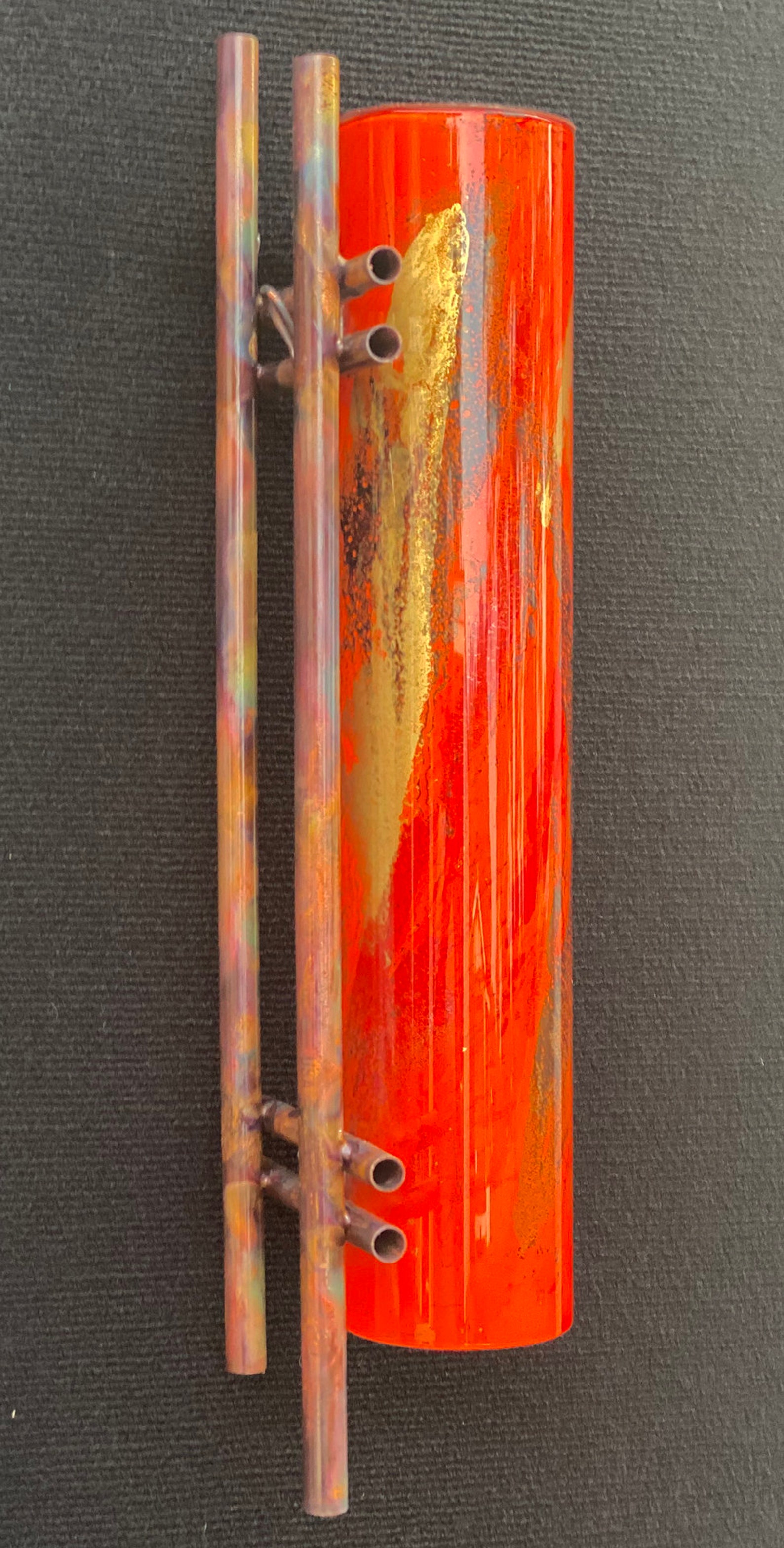 Handblown Glass and Copper "zen Light" Wall Sconce Orange/red - Etsy