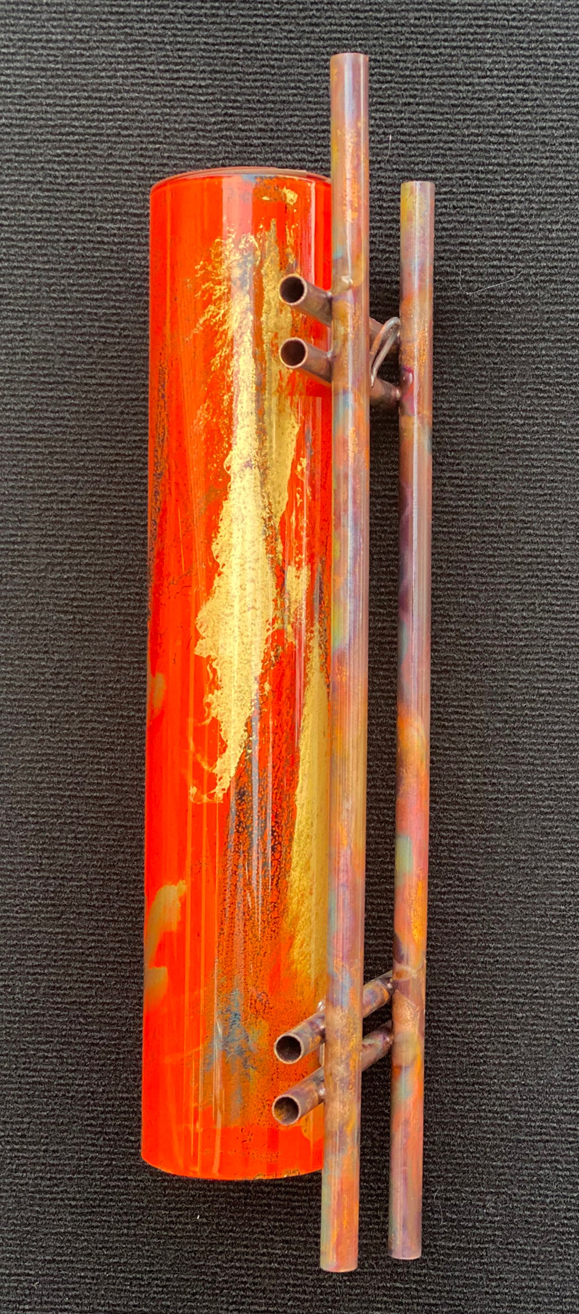 Handblown Glass and Copper "zen Light" Wall Sconce Orange/red - Etsy