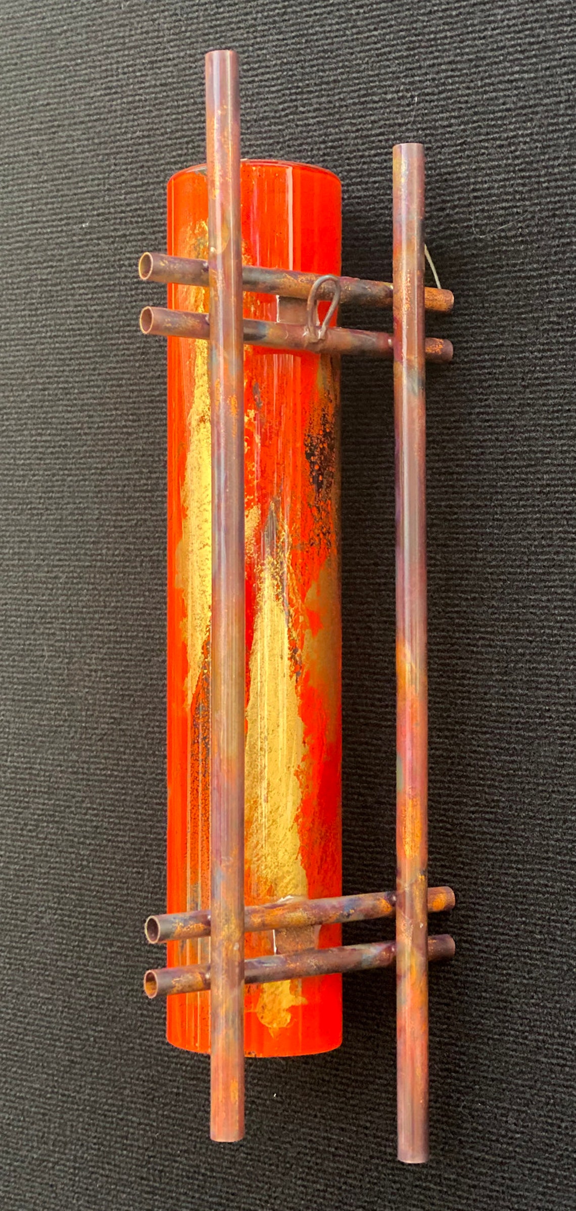 Handblown Glass and Copper "zen Light" Wall Sconce Orange/red - Etsy