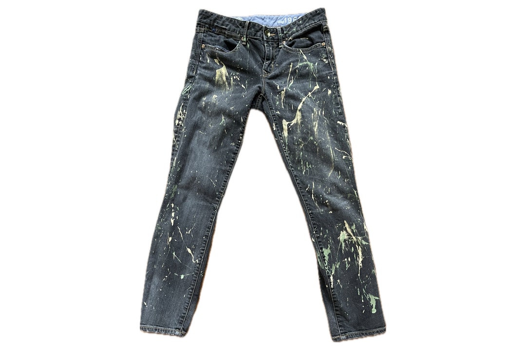Splattered Jeans, Paint Splattered Boyfriend Jeans, Up-cycle Gap 1969 ...