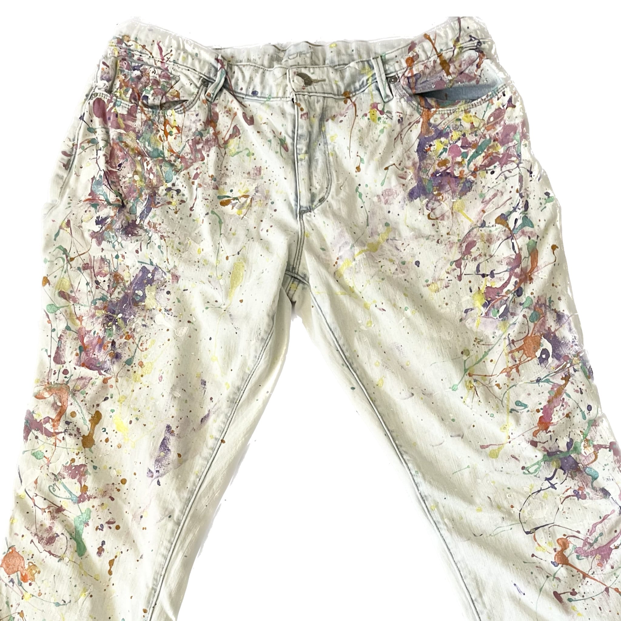 Paint Splatter Faded Denim Jeans, Unique Painted Clothing, Paint Splash ...