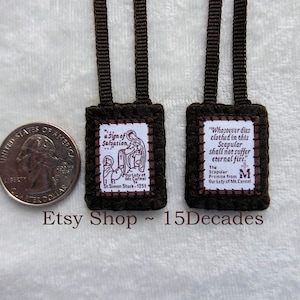 Standard Brown Scapular WITH IMAGES, Hand Embroidered Edging, Two Sizes ...