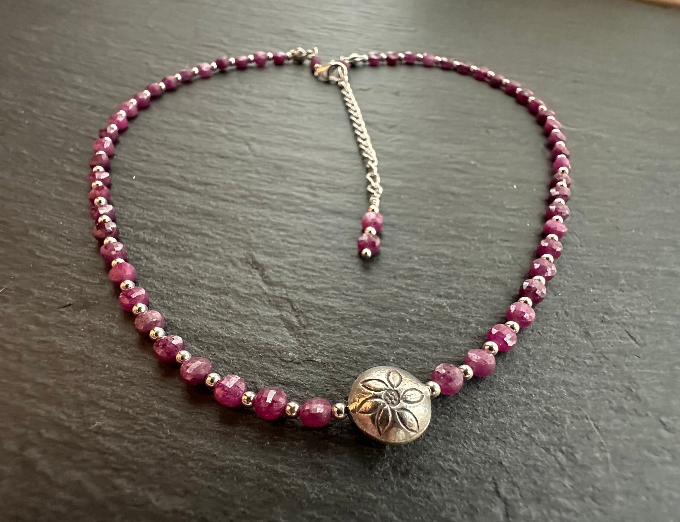 Ruby Necklace, Ruby Choker Necklace, Boho Necklace, Handmade Jewelry, Jacosjewelry, Free ...