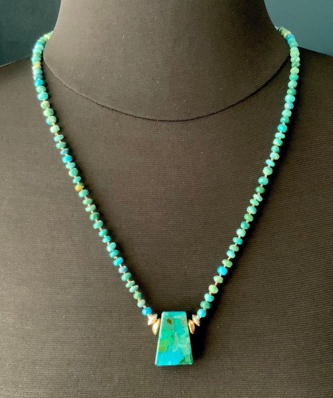 Peruvian Opalina and Chrysocolla Mixed Metal Boho Necklace - Etsy