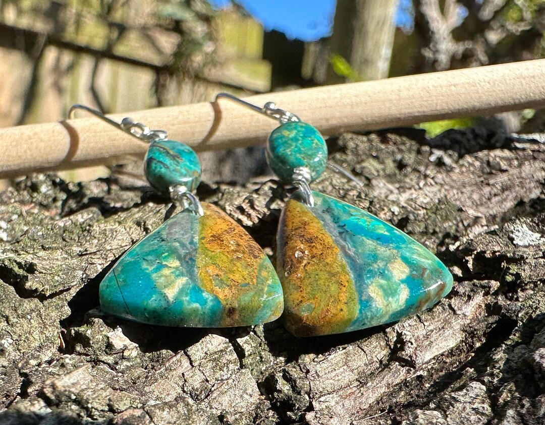 Sterling Silver Peruvian Opalina Dangle Earrings: Turquoise Caramel ...