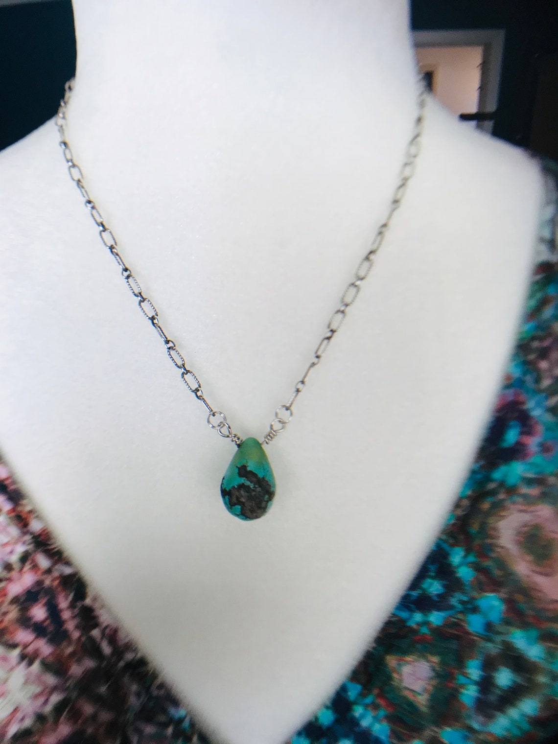 Genuine Turquoise Pendant Necklace Organic Gemstone Necklace | Etsy