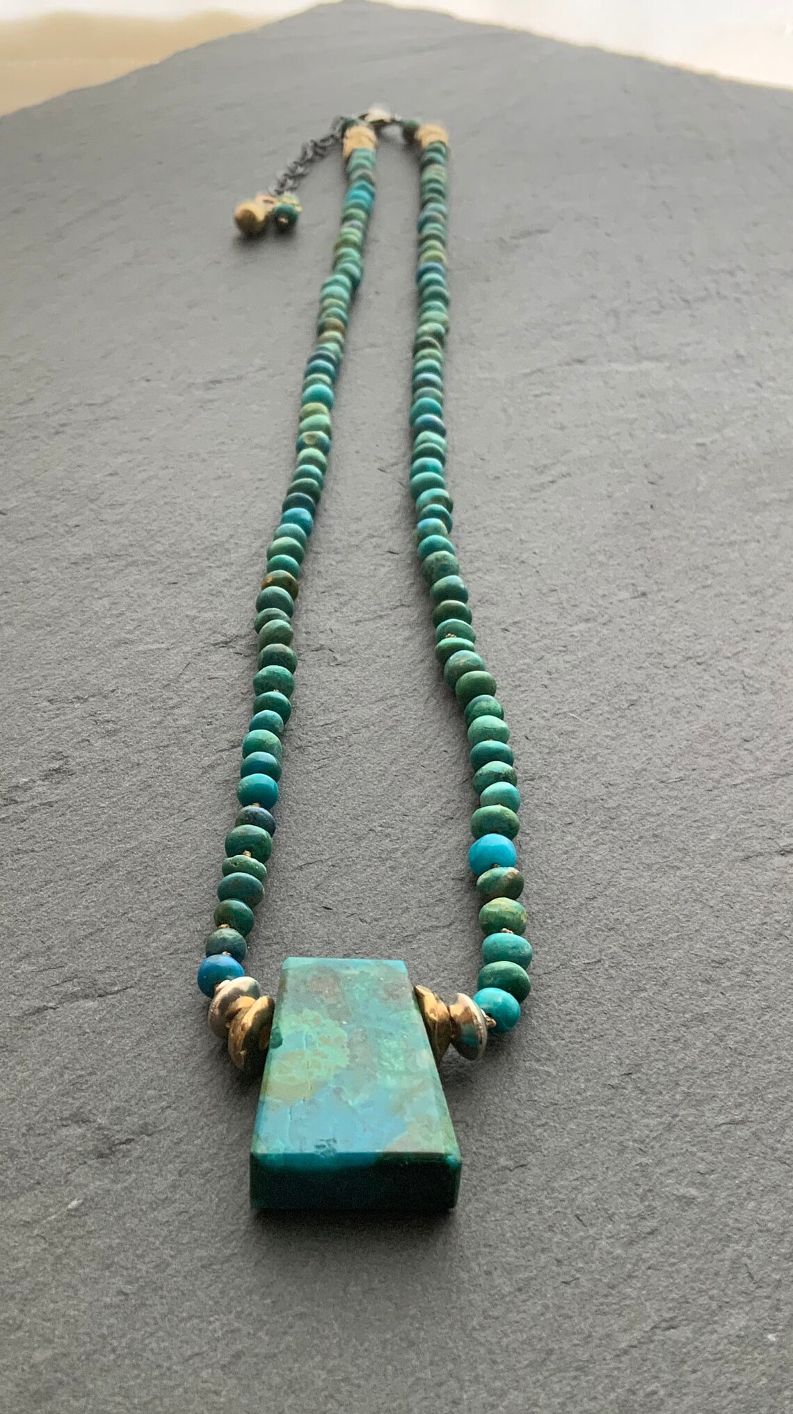 Peruvian Opalina and Chrysocolla Mixed Metal Boho Necklace | Etsy