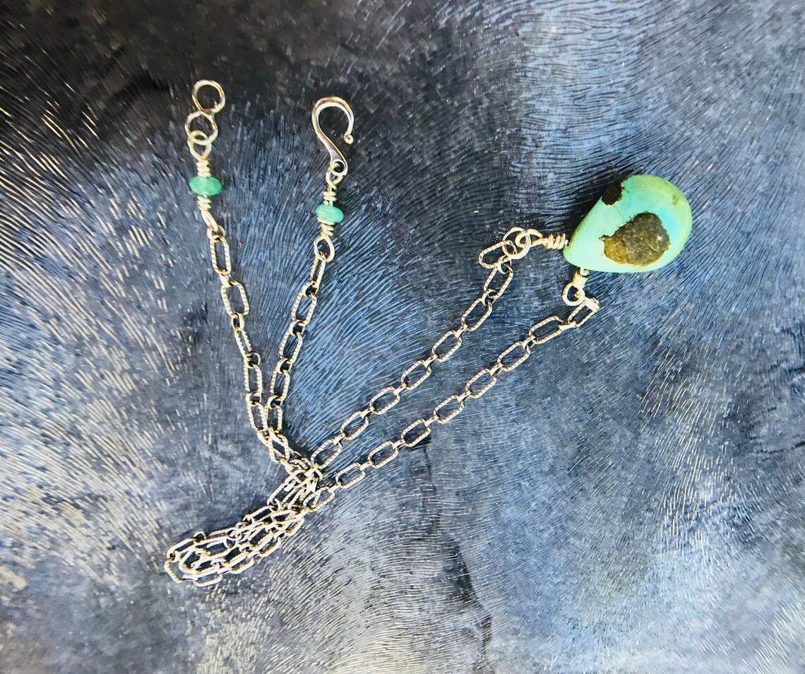 Genuine Turquoise Pendant Necklace Organic Gemstone Necklace | Etsy
