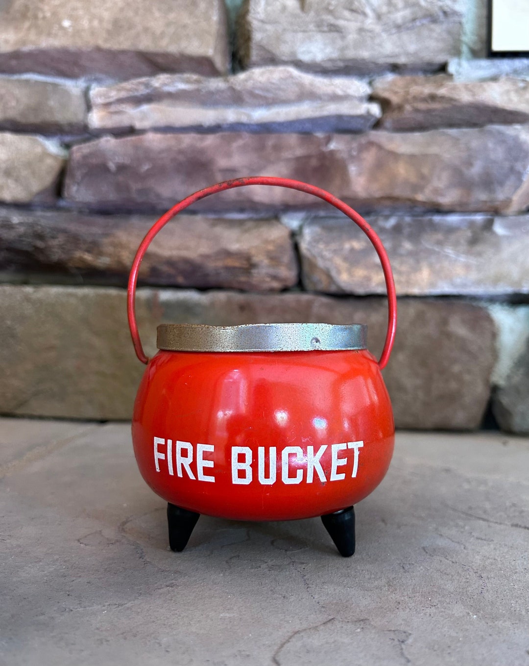 Mid-century Fire Bucket Ashtray Bright Red Novelty Fire Bucket Ashtray ...