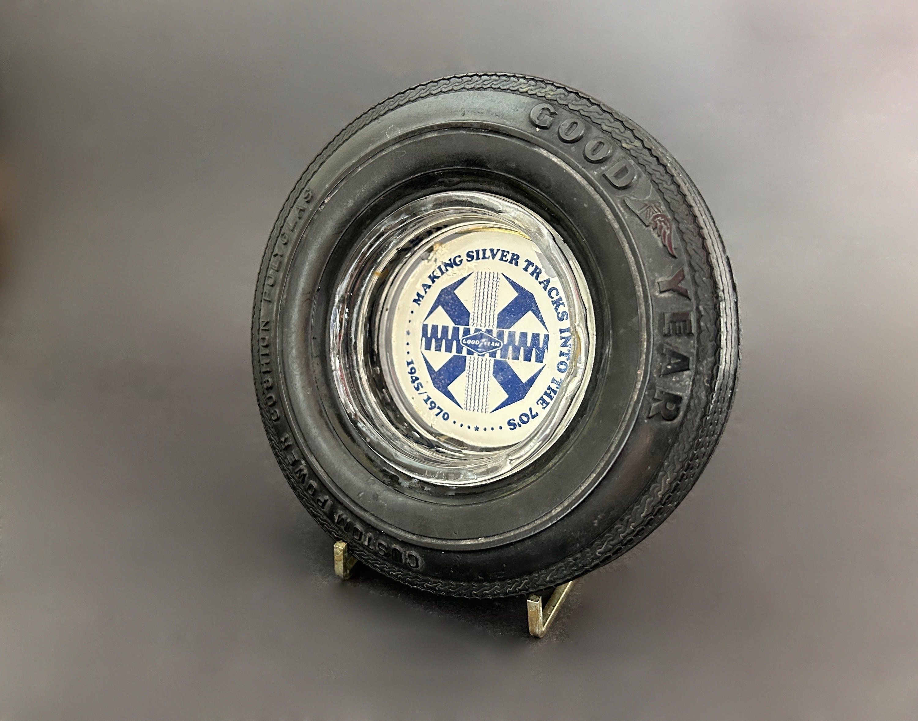 1970 Goodyear making Silver Tracks Into the 70's Tire Ashtray Goodyear ...