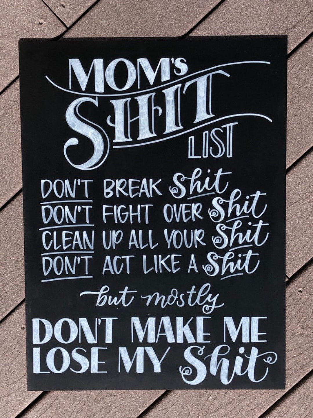 Original Design of Mom's Shit List - Etsy