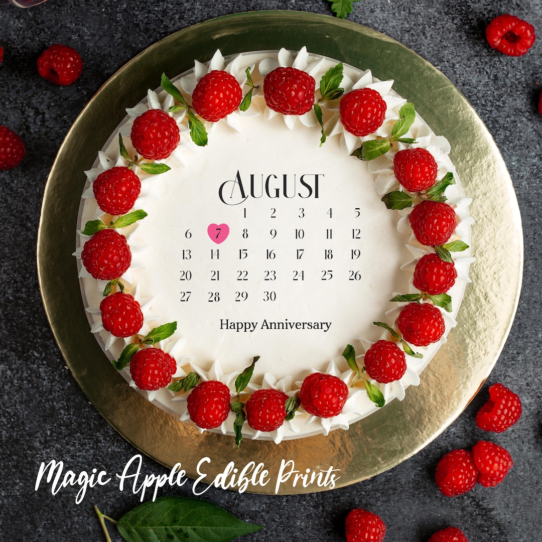8" Round Calendar Cake Topper Edible Print / Custom Month and Date - Etsy