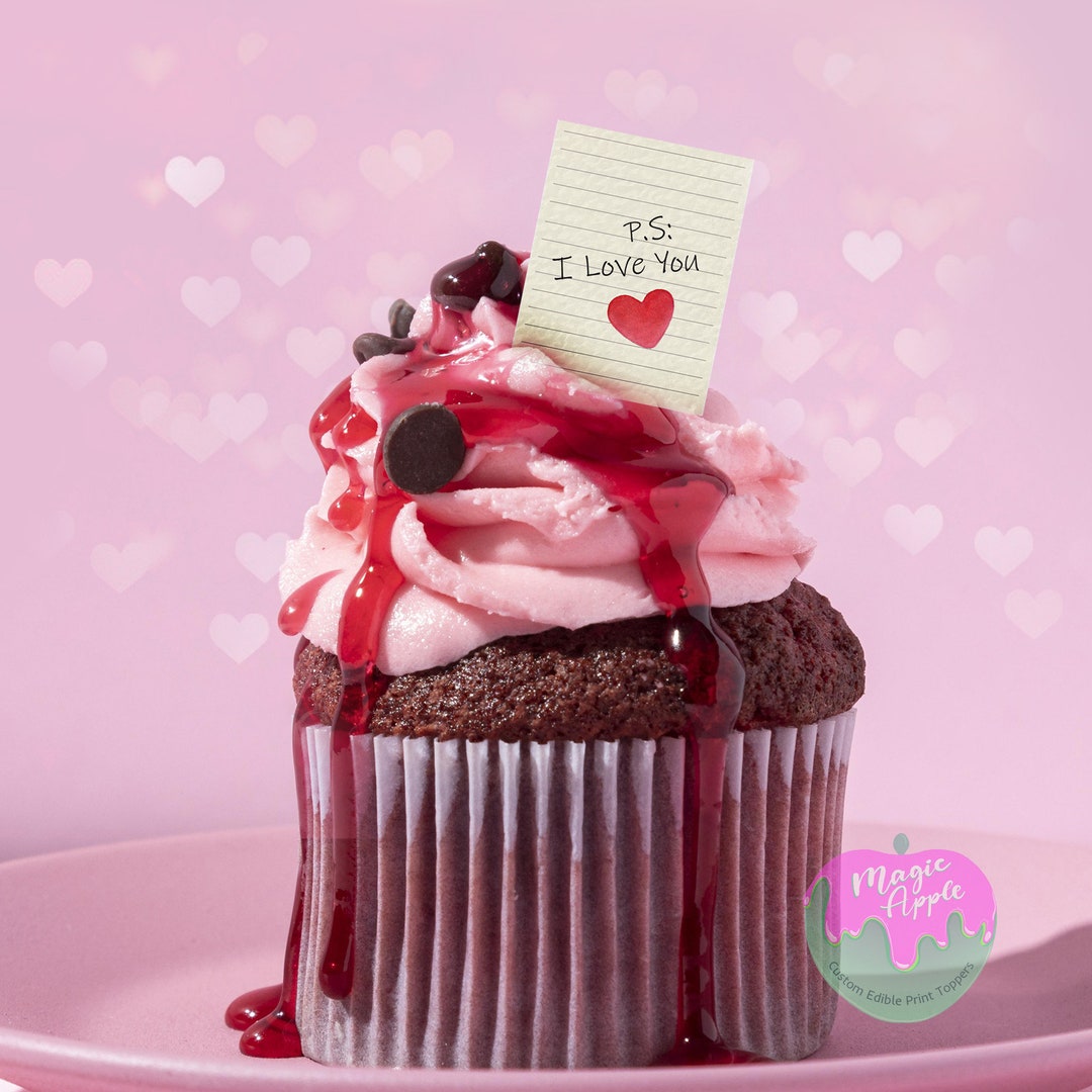 24 Valentine Edible Wafer Paper Toppers For/ Edible Toppers for Cookies ...