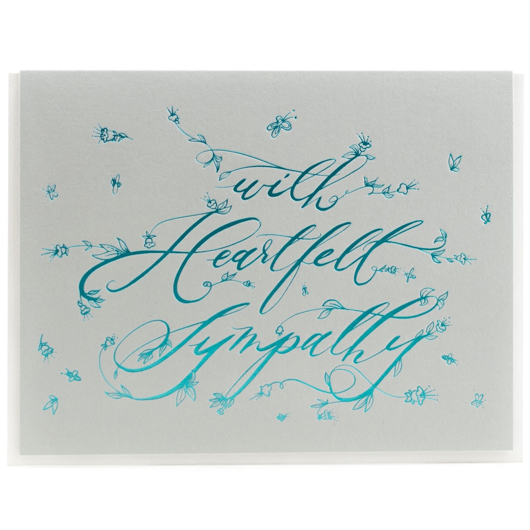 With Heartfelt Sympathy Calligraphy Letterpress Condolence Card - Etsy