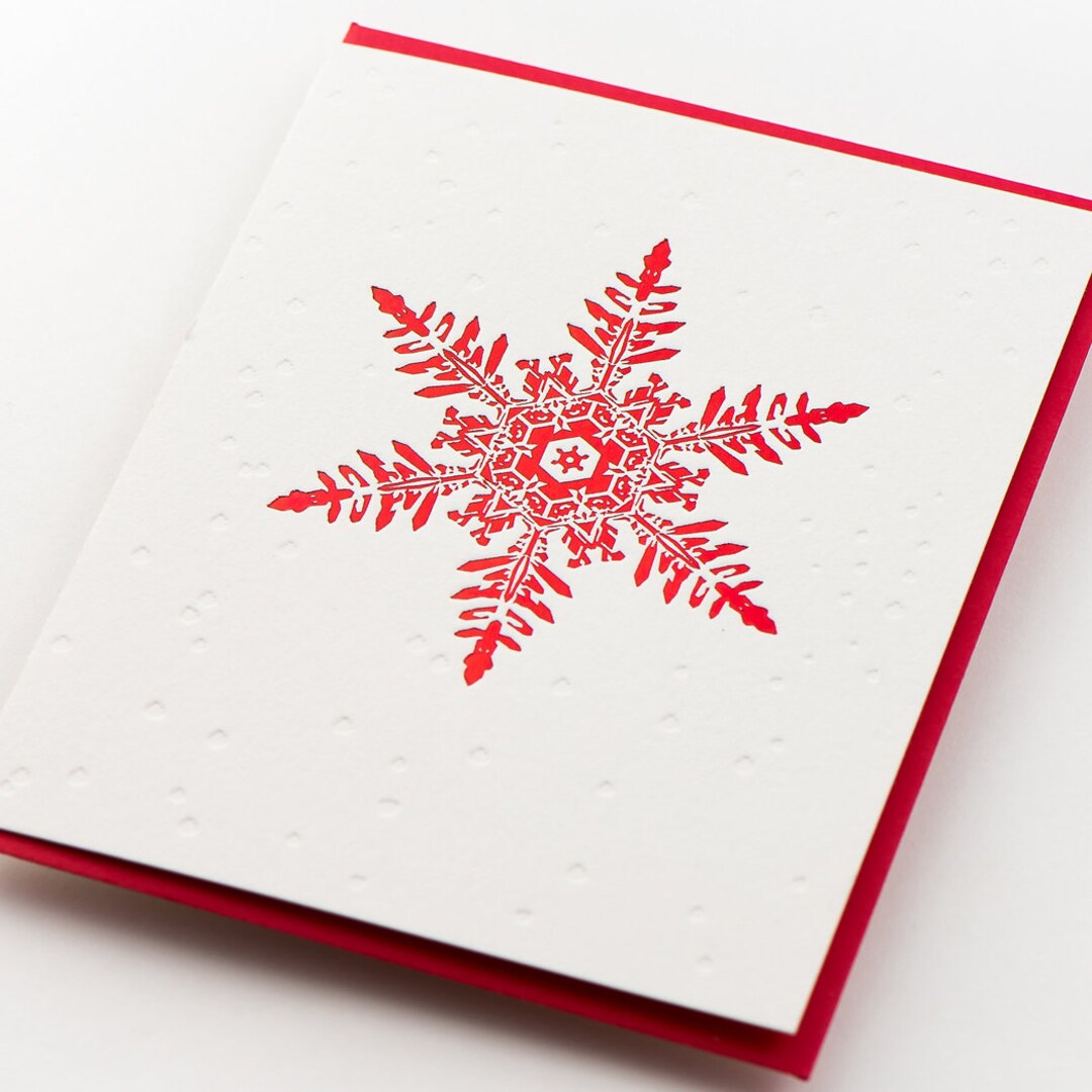 Red Snowflake Holiday Greeting Card Set - Etsy