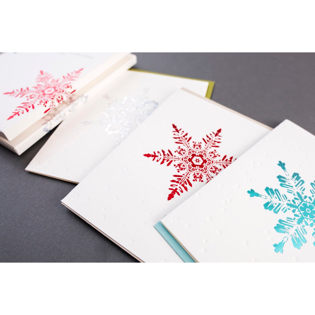 Holiday Snowflakes Assorted Set of 6 Letterpress Greeting Cards - Etsy