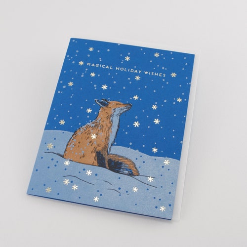 Red Fox Christmas Cards Christmas Trees Illustrated Holiday - Etsy