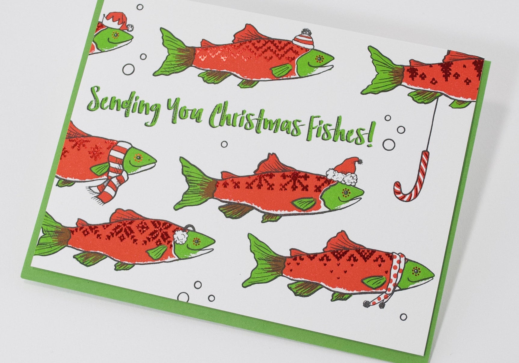 Sending You Christmas Fishes! Holiday Letterpress Greeting Card - Etsy ...