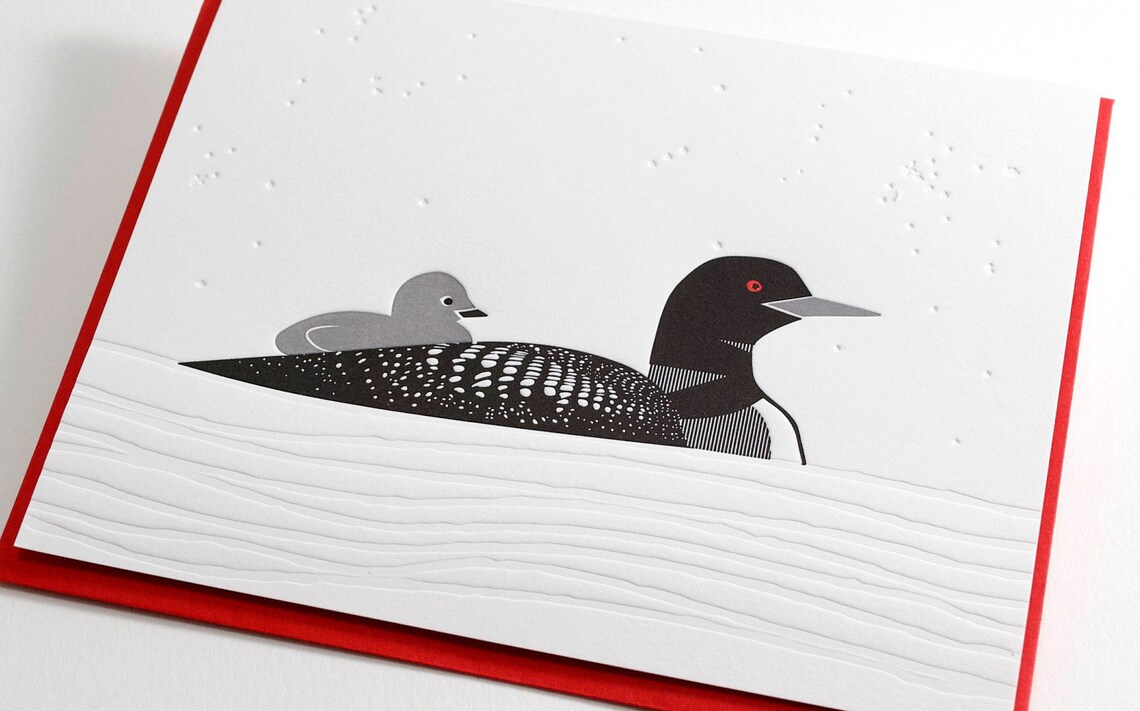 Loon Letterpress Greeting Card - Etsy