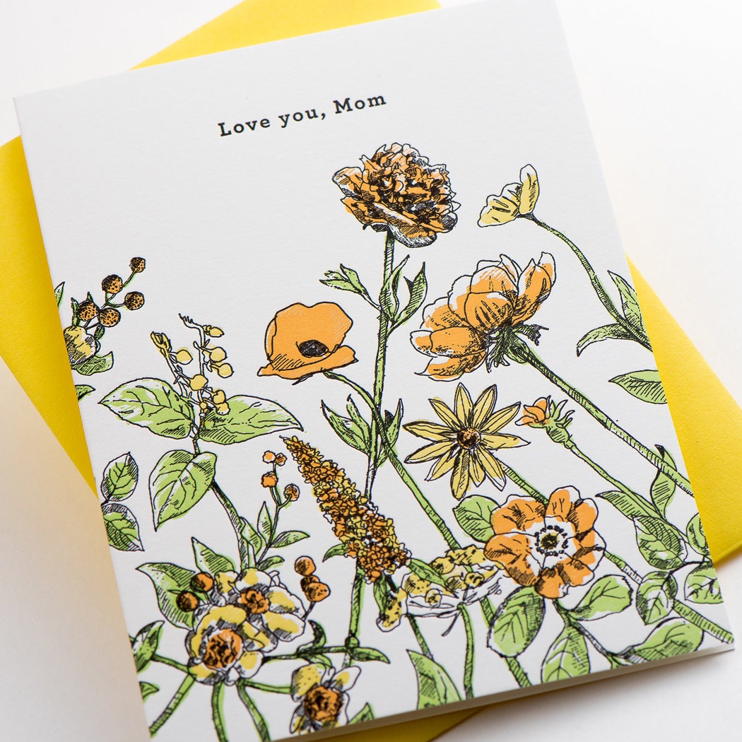 Love You, Mom Flowers Mother's Day Card - Etsy