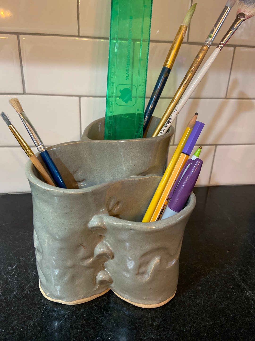 Textured Gray Desk Organizer - Etsy