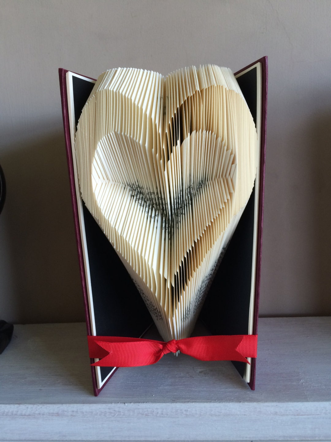 Heart Outline Book Folding Pattern - Heart Folded Book Art - Valentine ...