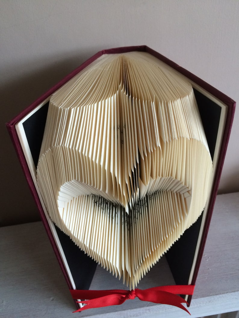 Heart Outline Book Folding Pattern Heart Folded Book Art | Etsy