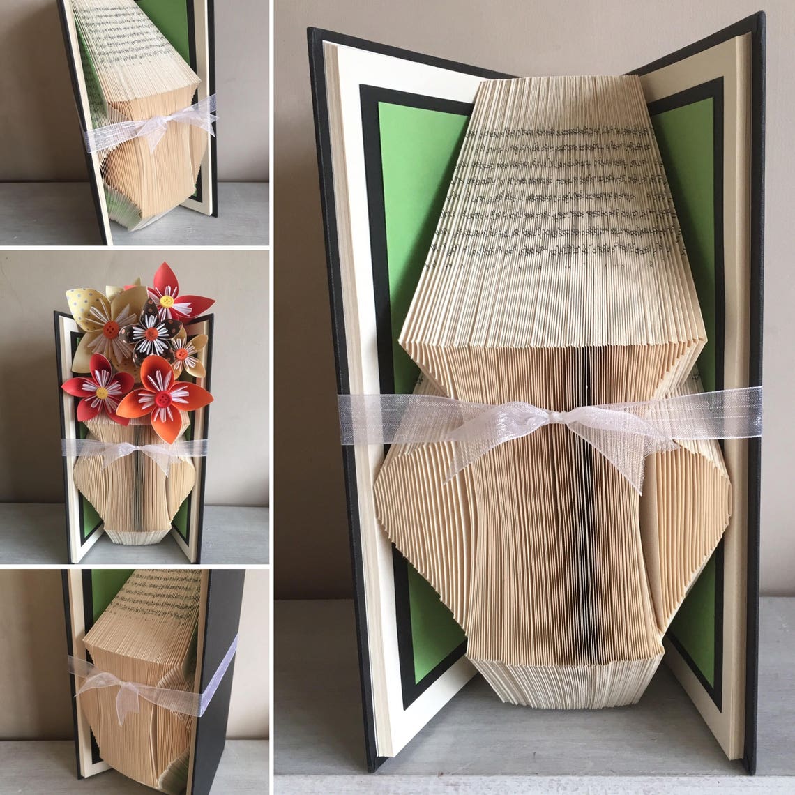 Vase Book Folding Pattern Mother's Day Gift Gift for - Etsy