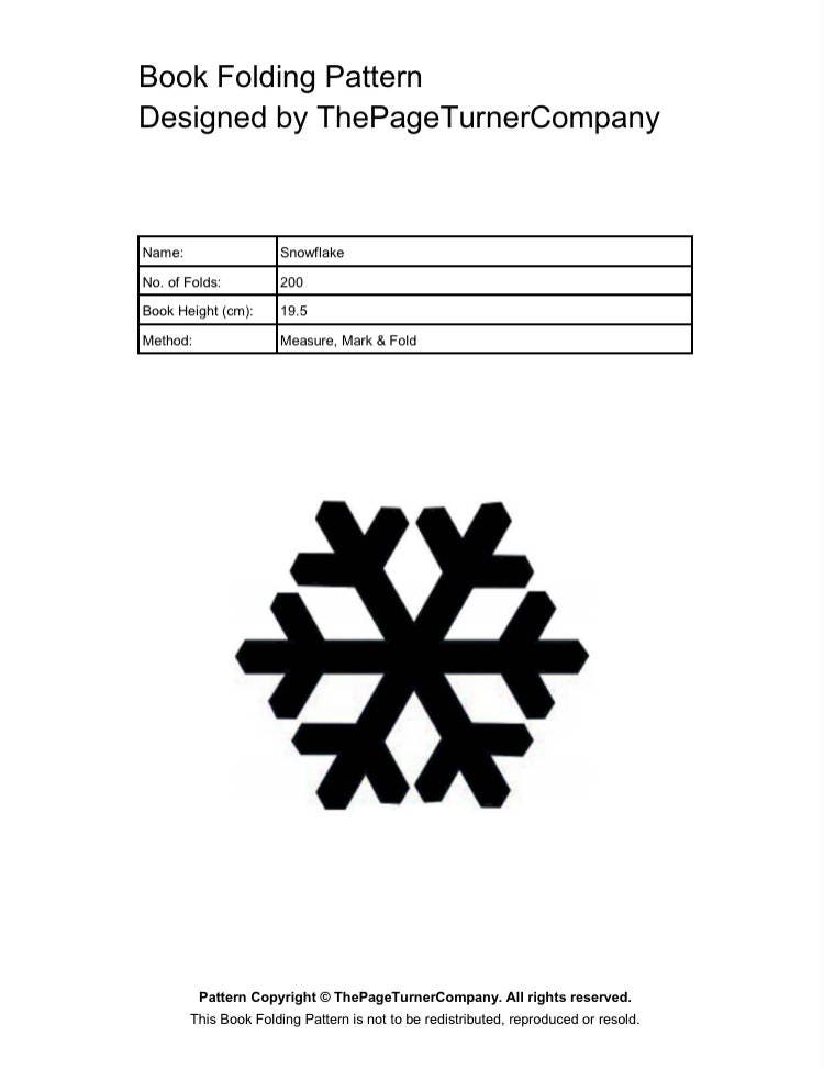 Snowflake Book Folding Pattern Snowflake Folded book art | Etsy