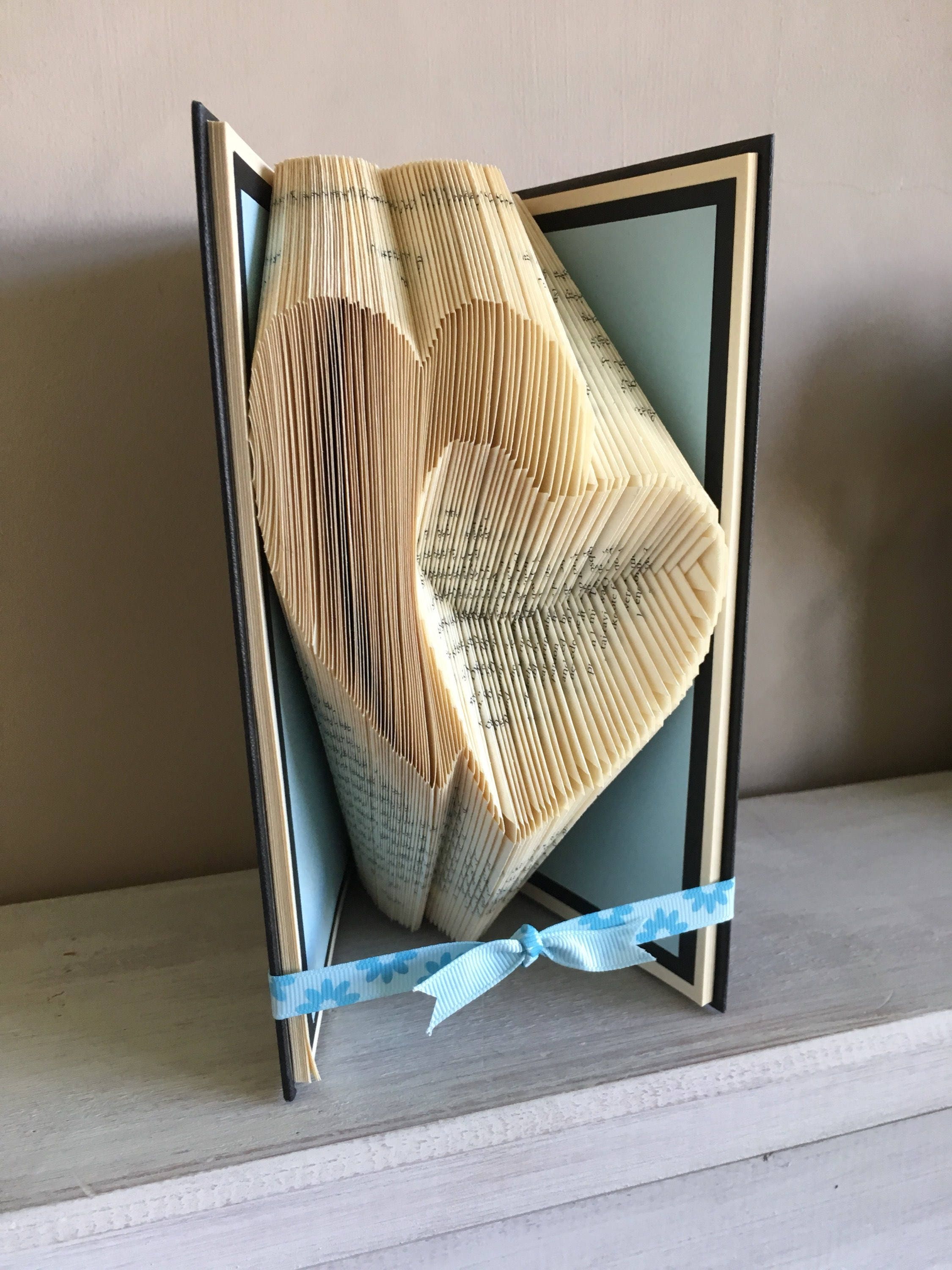 Pair of Hearts 2 Book Folding Pattern Heart Folded Book Art | Etsy