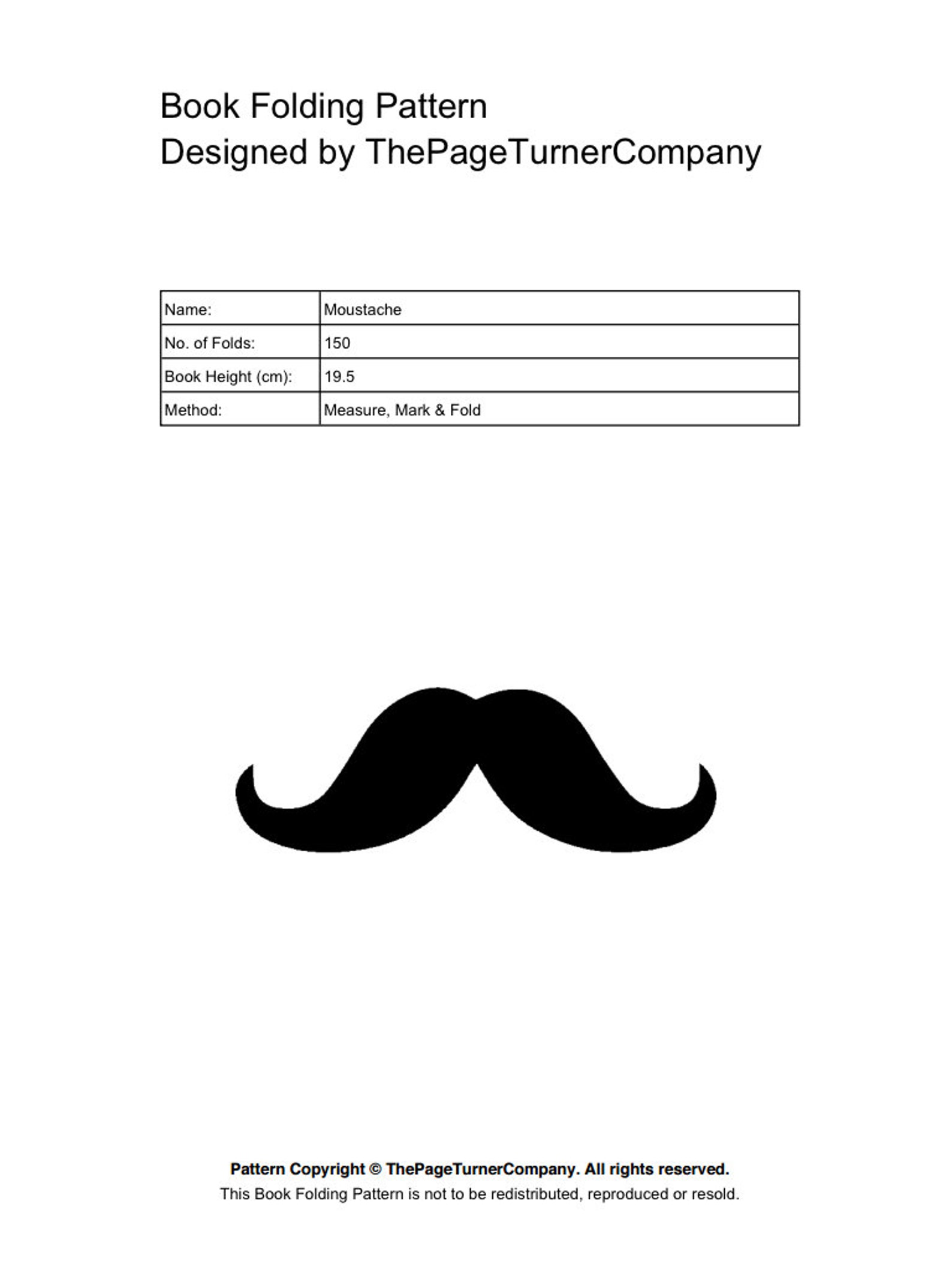 Moustache Book Folding Pattern Gifts for him Father's | Etsy