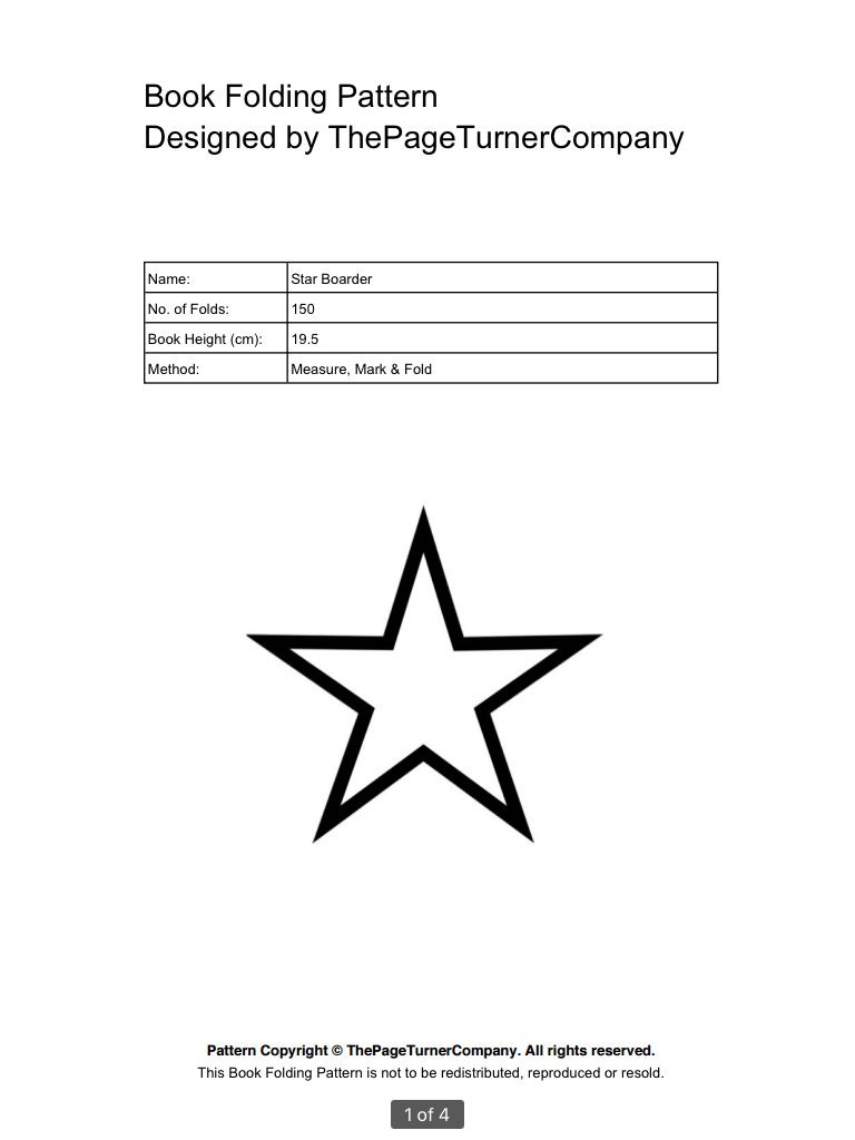 Star Outline Book Folding Pattern - Star Folded Book Art - Unique Gift ...