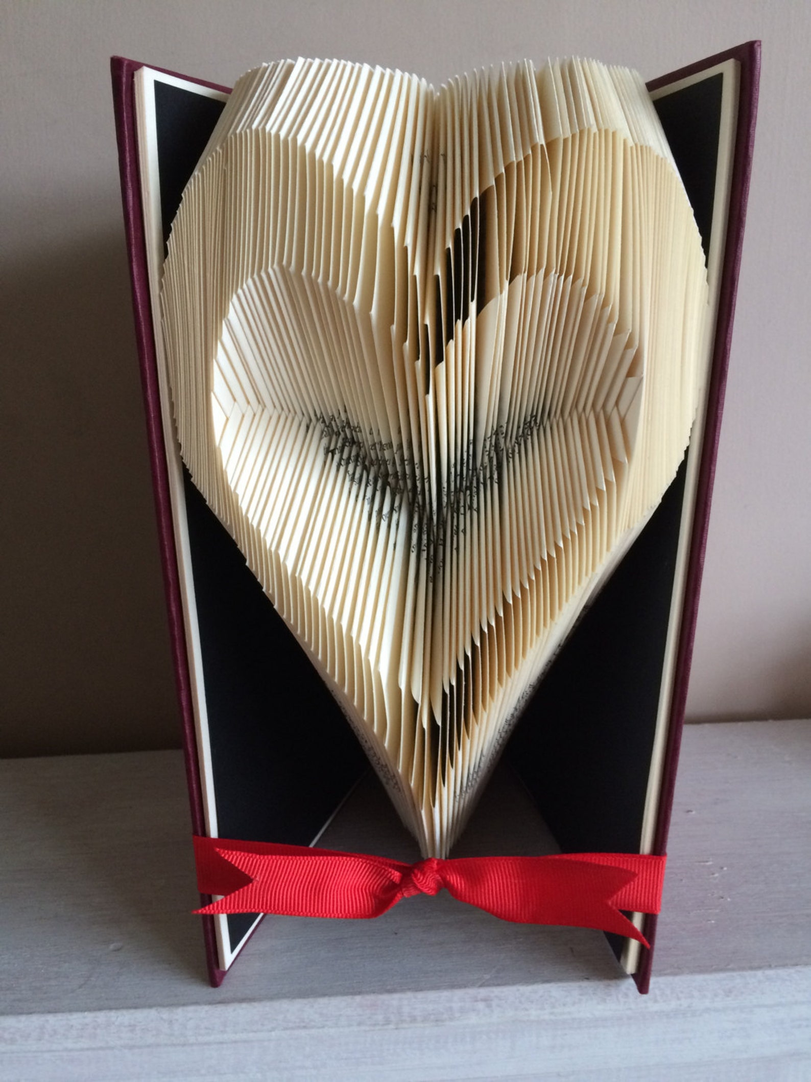 Heart Outline Book Folding Pattern Heart Folded Book Art | Etsy