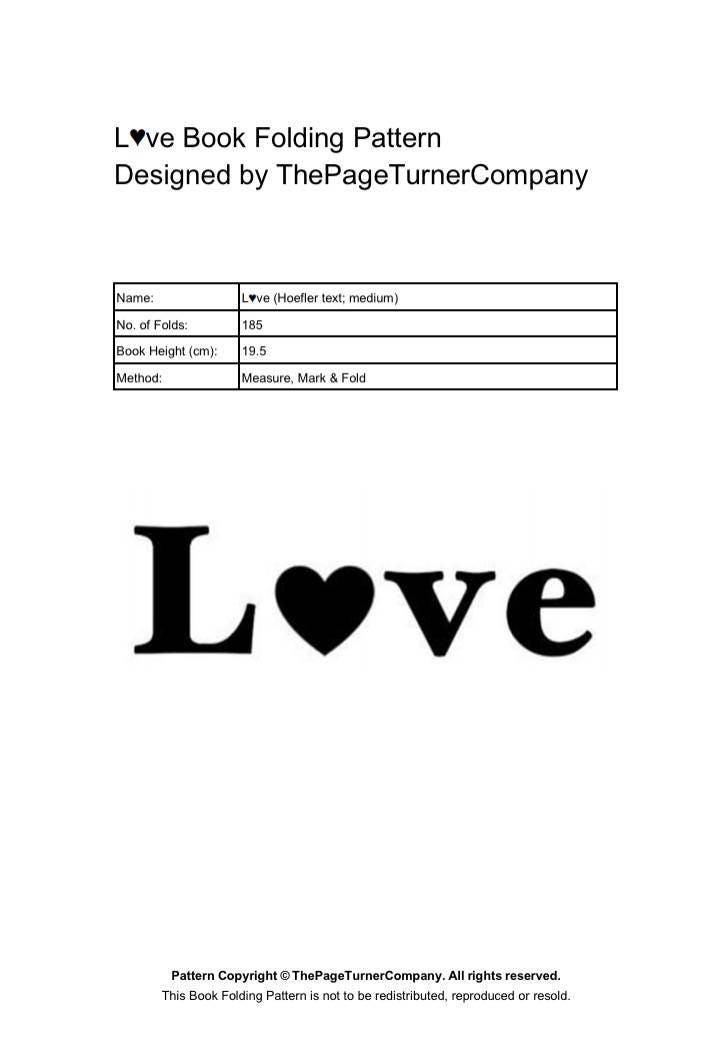 Love Book Folding Pattern 2 Patterns Unique Wedding Gift | Etsy