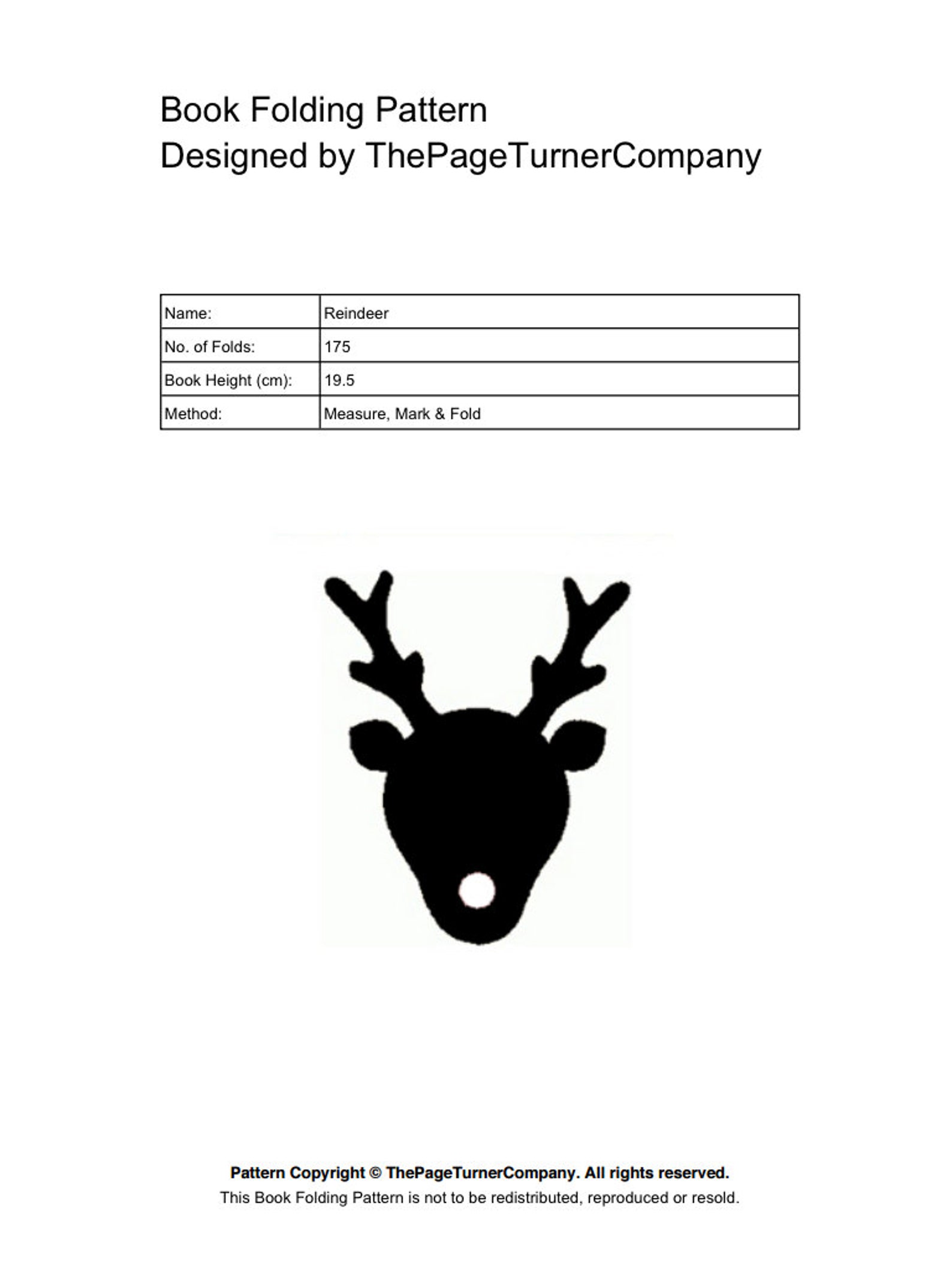 Christmas Reindeer Book Folding Pattern Reindeer Folded Book - Etsy